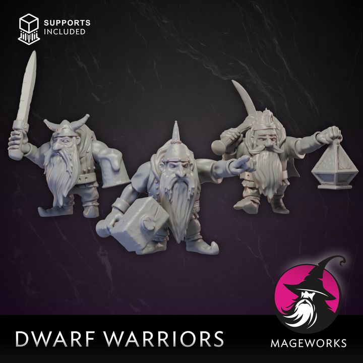 3D Printable Dwarf Warriors - Multipart kit by Mageworks